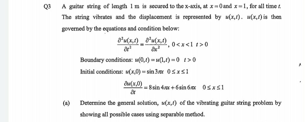 Solved Q3 A guitar string of length 1 m is secured to the | Chegg.com