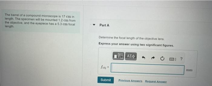 Solved The barrel of a compound microscope is 17 cm in | Chegg.com