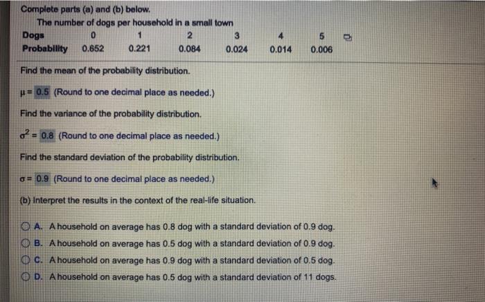 Solved Complete parts (a) and (b) below. The number of dogs | Chegg.com