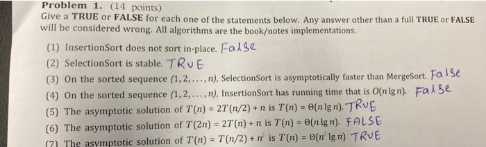 Solved Problem 4. (15 points) No asymptotics! You are given | Chegg.com