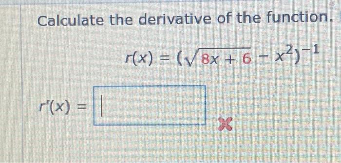 Solved Calculate the derivative of the function. r'(x) = || | Chegg.com
