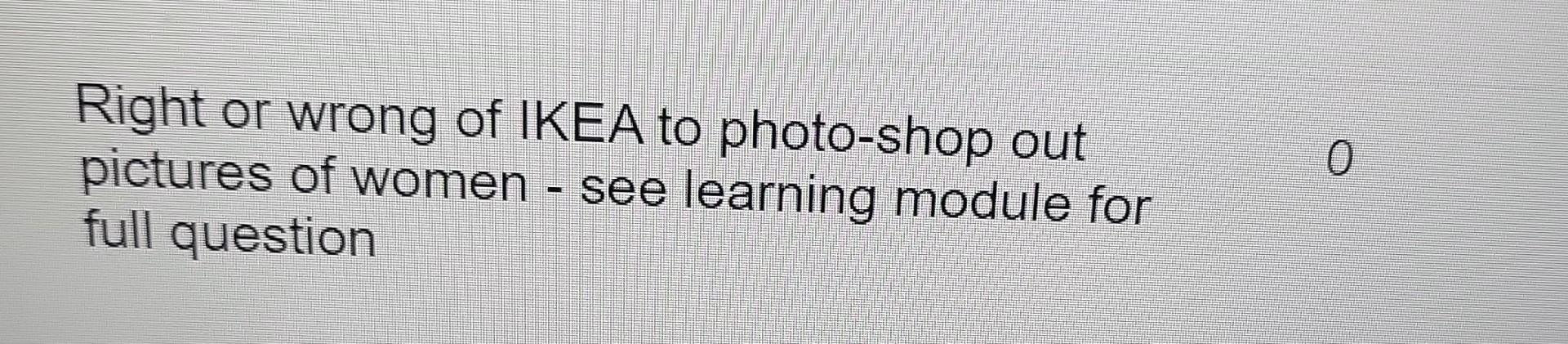 Right or wrong of IKEA to photo-shop out pictures of | Chegg.com