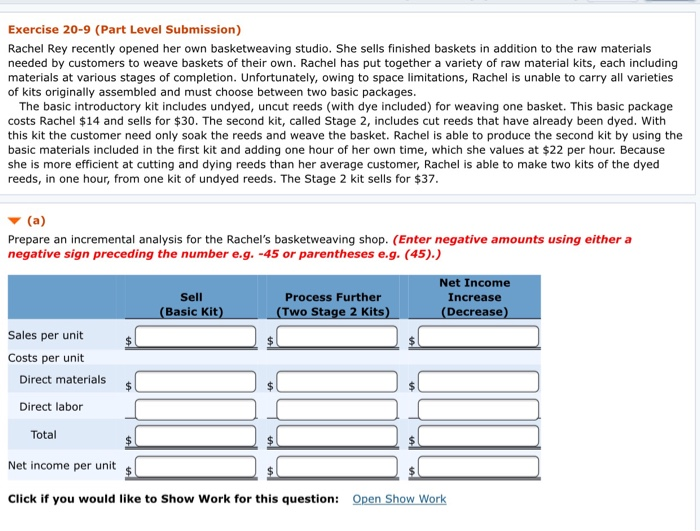 Solved Exercise 20-9 (Part Level Submission) Rachel Rey | Chegg.com