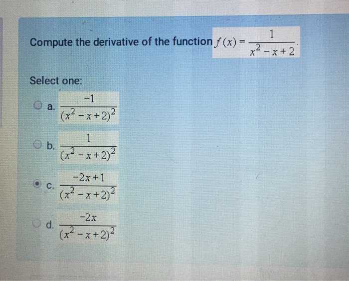 Solved 1 Compute The Derivative Of The Function F X 2 X 2