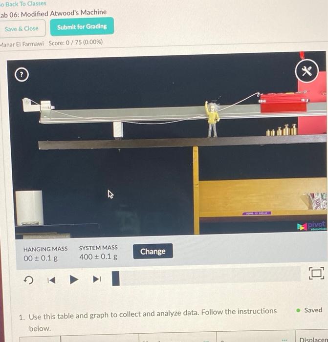 Solved o Back To Classes Lab 06: Modified Atwood's Machine | Chegg.com