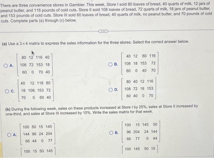 Solved There are three convenience stores in Gambier. This | Chegg.com