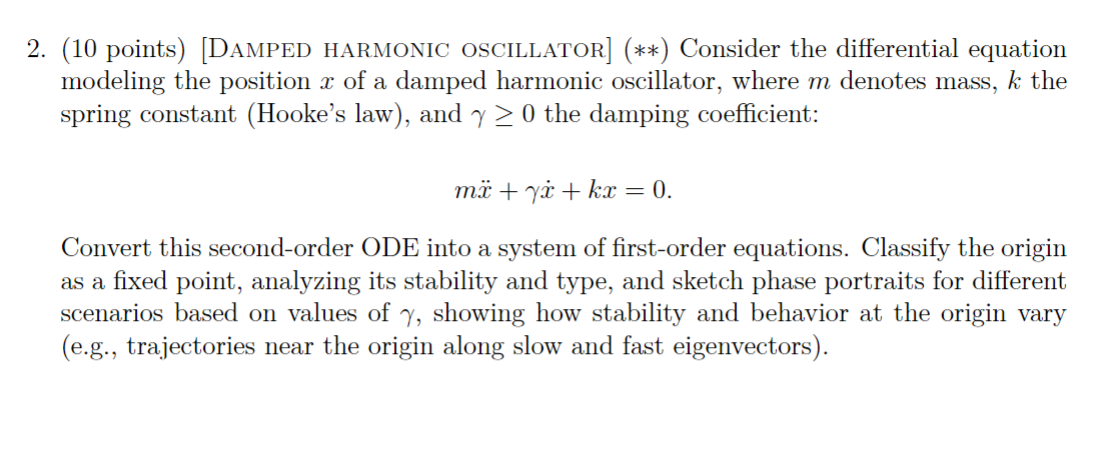 Solved ** x of ﻿a damped harmonic oscillator, where m | Chegg.com