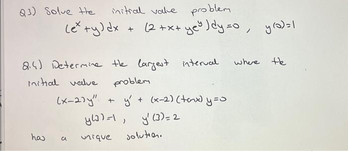 Solved Q3) Solve the initial value problem | Chegg.com