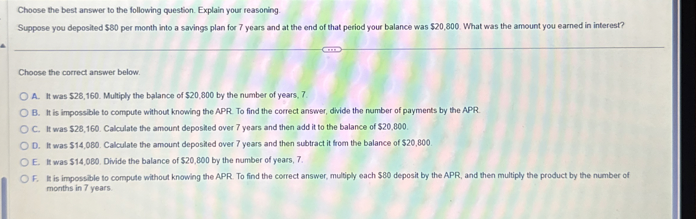 Solved Choose the best answer to the following question. | Chegg.com