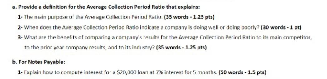 Solved a. Provide a definition for the Average Collection | Chegg.com