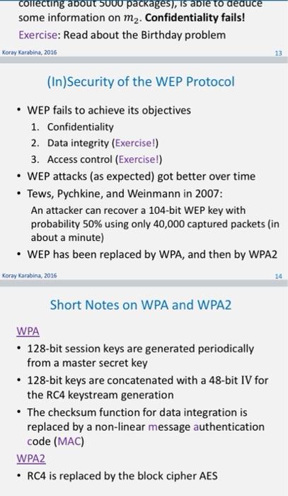 Solved Exercise 2 (Insecurity of the WEP Protocol (4 marks)) | Chegg.com