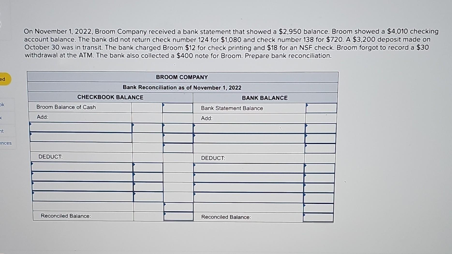 Solved On November 1,2022 , Broom Company received a bank | Chegg.com