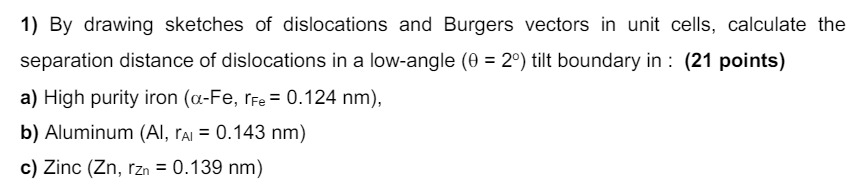 Solved By drawing sketches of dislocations and Burgers | Chegg.com