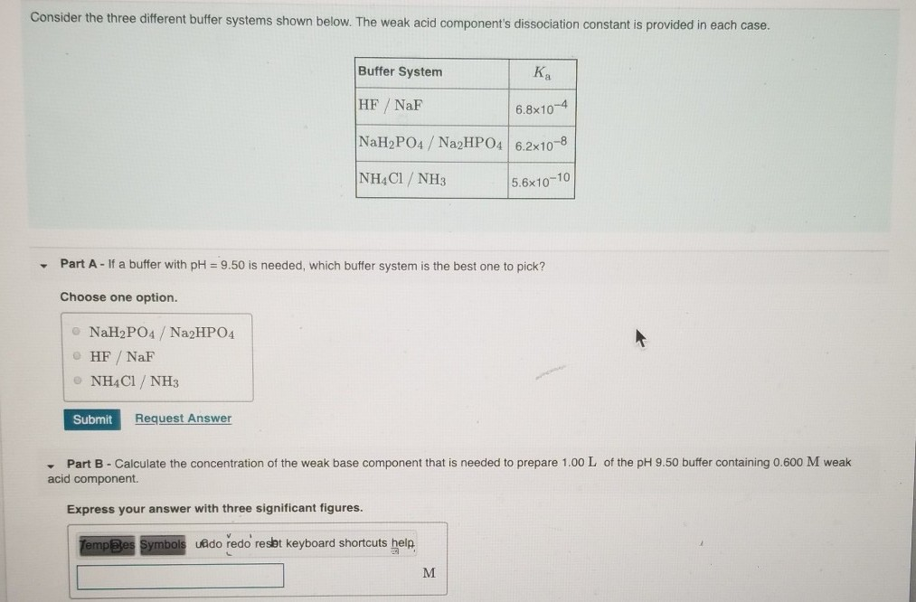 Solved Consider the three different buffer systems shown | Chegg.com