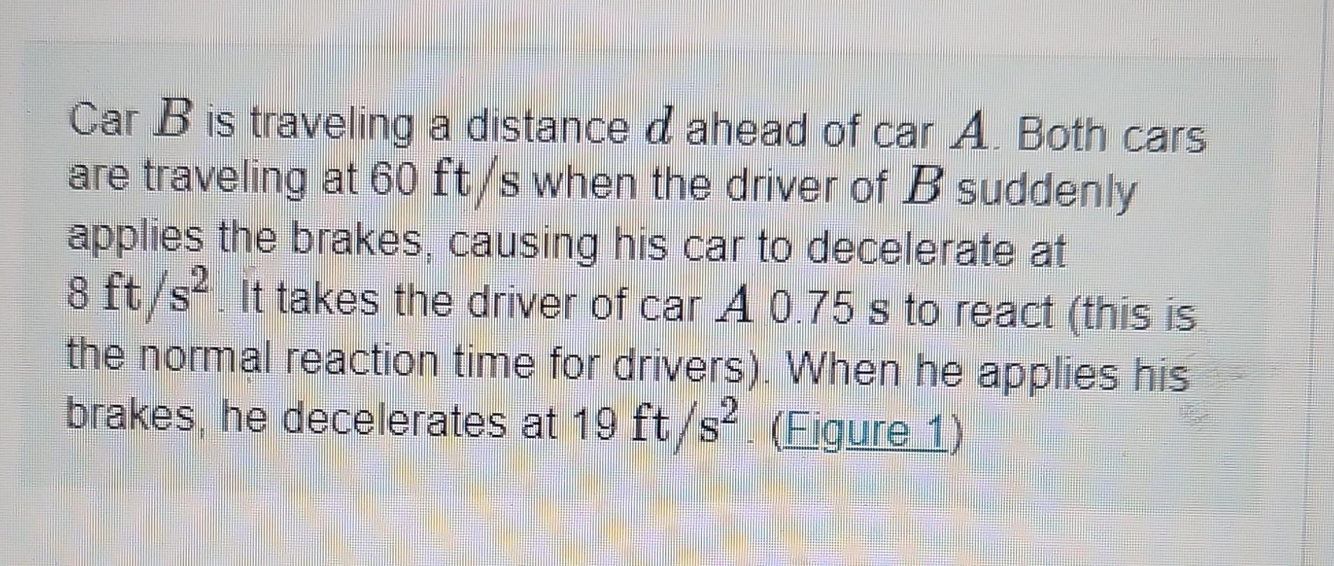Solved Car B is traveling a distance d ahead of car A. Both | Chegg.com