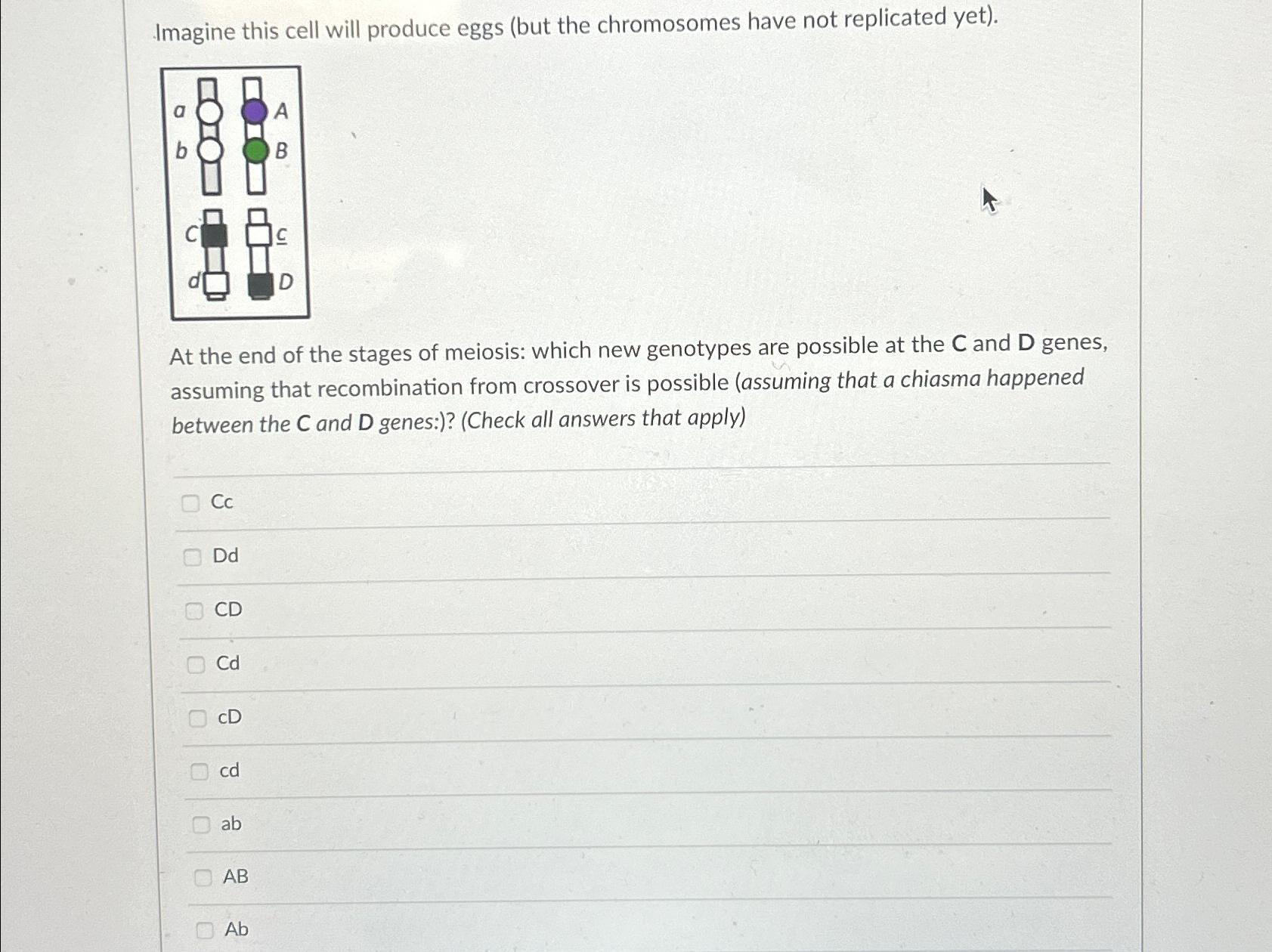 Solved Imagine this cell will produce eggs (but the | Chegg.com