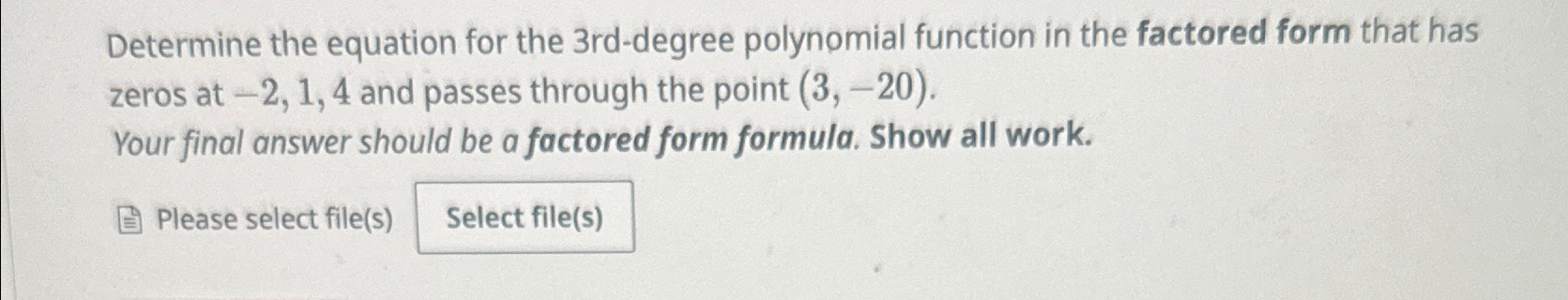 Solved Determine the equation for the 3rd-degree polynomial | Chegg.com
