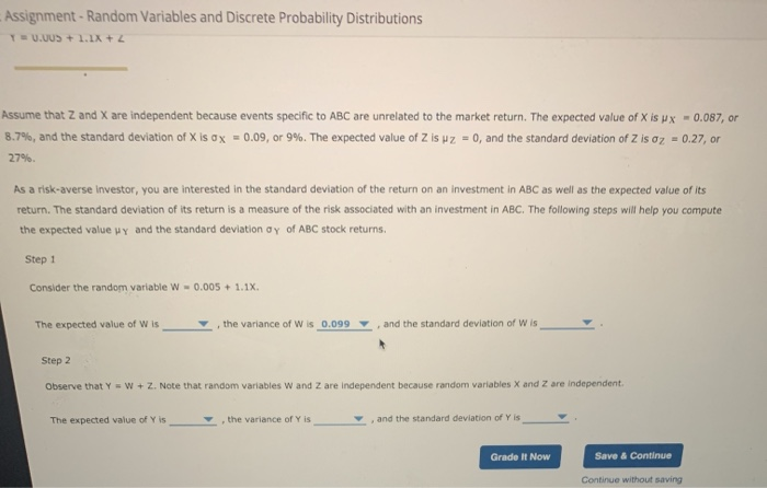 Solved th07: Assignment - Random Variables and Discrete | Chegg.com