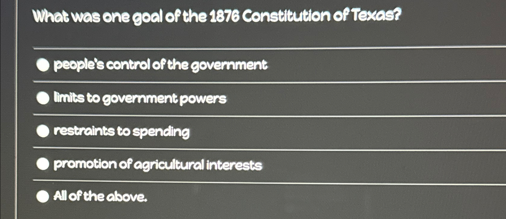 Solved What was one goal of the 1876 ﻿Constitution of | Chegg.com