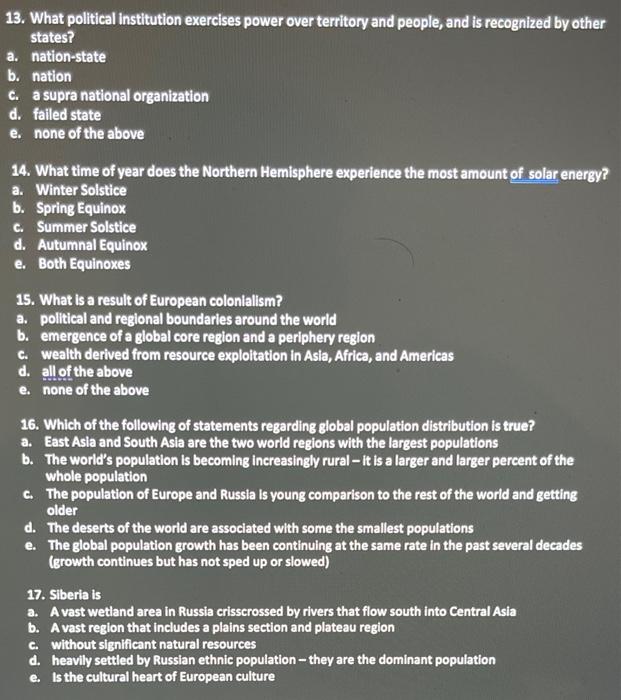 Solved 13. What political institution exercises power over | Chegg.com