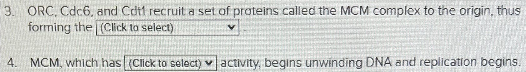 Solved ORC, Cdc6, ﻿and Cdt1 ﻿recruit a set of proteins | Chegg.com