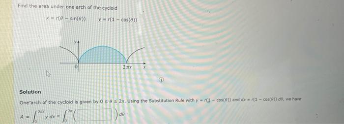 Solved Find the area under one arch of the cycloid | Chegg.com