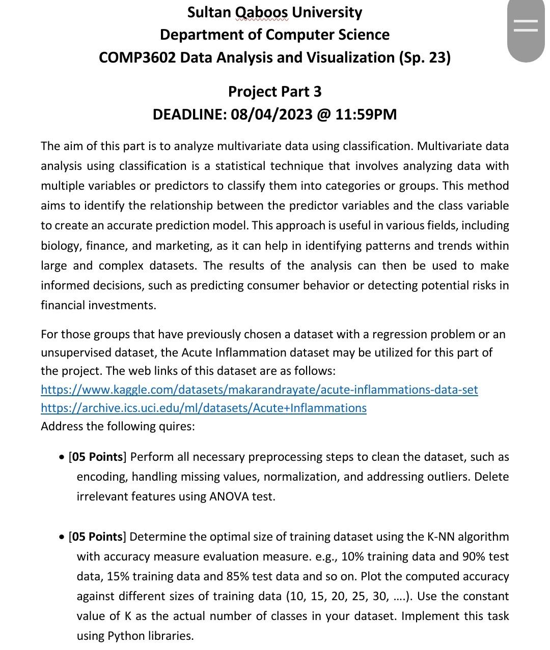 Solved Sultan Qaboos University Department of Computer | Chegg.com