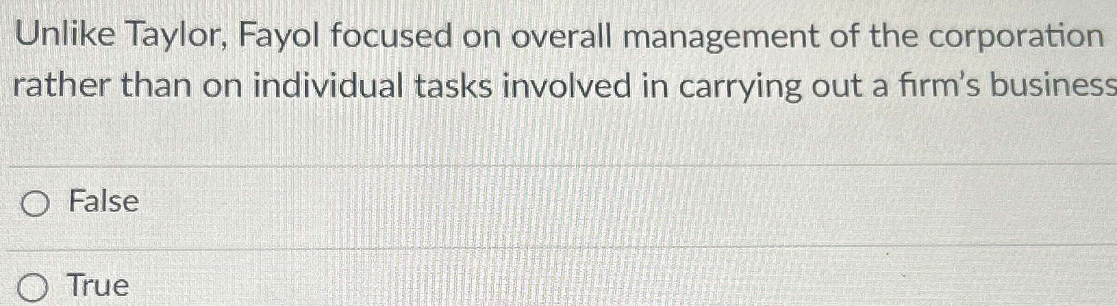 Solved Unlike Taylor, Fayol focused on overall management of | Chegg.com