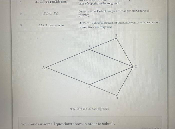 Solved Fill In The Missing Statement And Reason Of The Proof