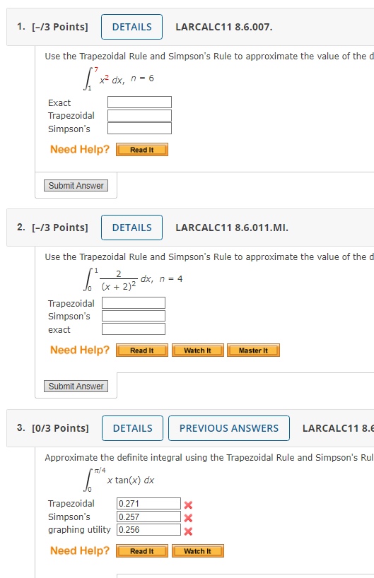 Solved ( -/ 2 ﻿) ﻿Points] ﻿TANAPCALC10 7.3.017. ﻿Use the | Chegg.com