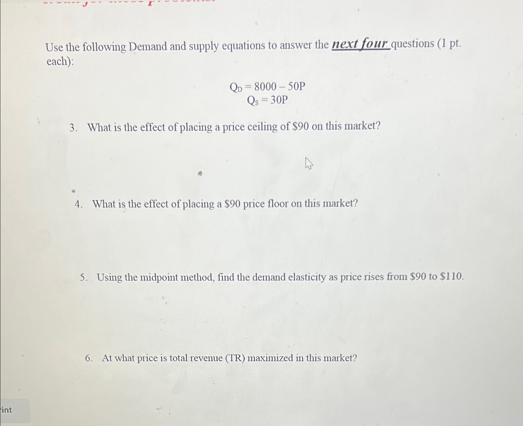 Solved Use the following Demand and supply equations to | Chegg.com
