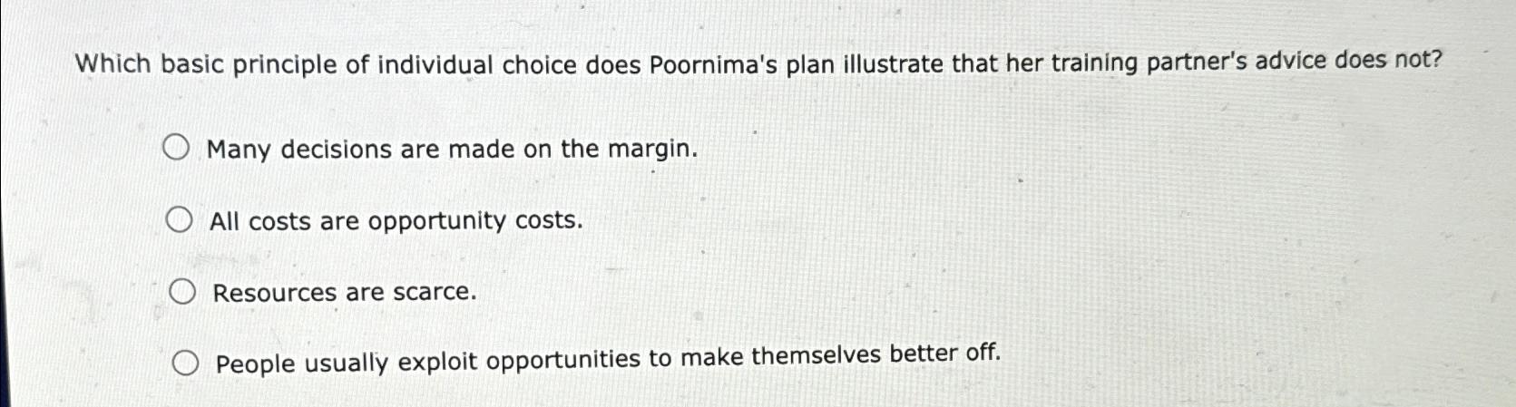 Solved Which basic principle of individual choice does | Chegg.com