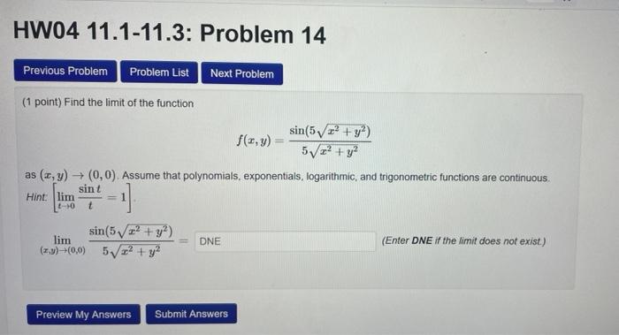 Solved HW04 11.1-11.3: Problem 14 Previous Problem Problem | Chegg.com