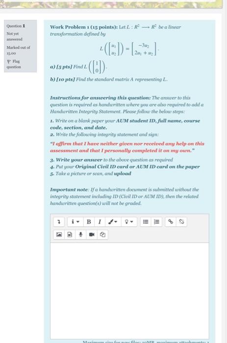 Solved Question 1 Work Problem 1 (15 points): Let LR- be a | Chegg.com