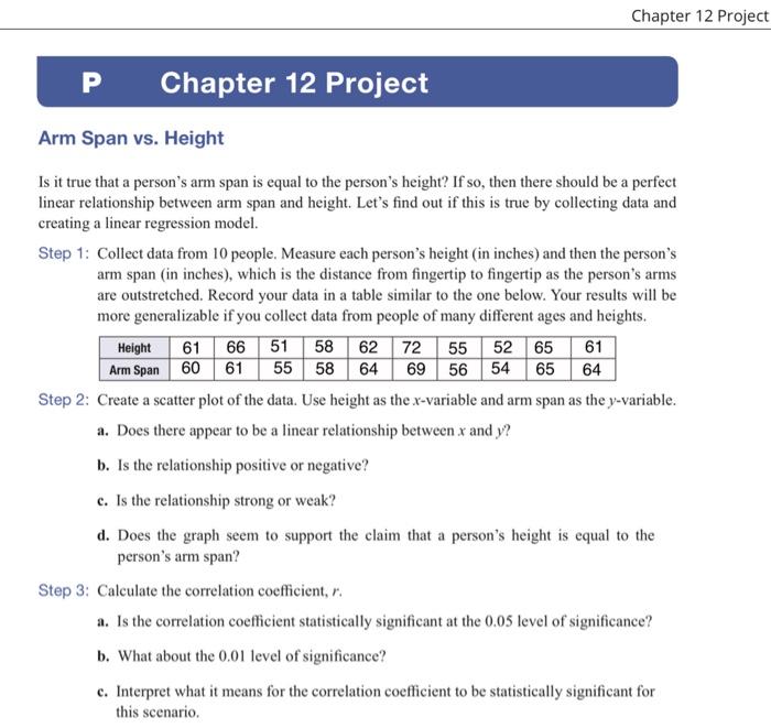Solved Is it true that a person's arm span is equal to the | Chegg.com