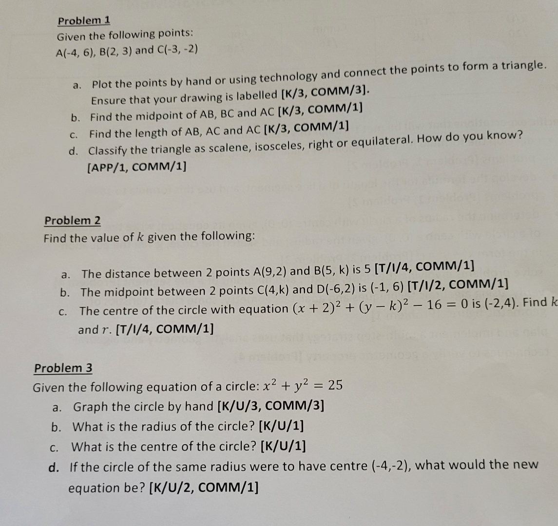 Solved Problem 1Given the following points:A(-4,6),B(2,3) | Chegg.com
