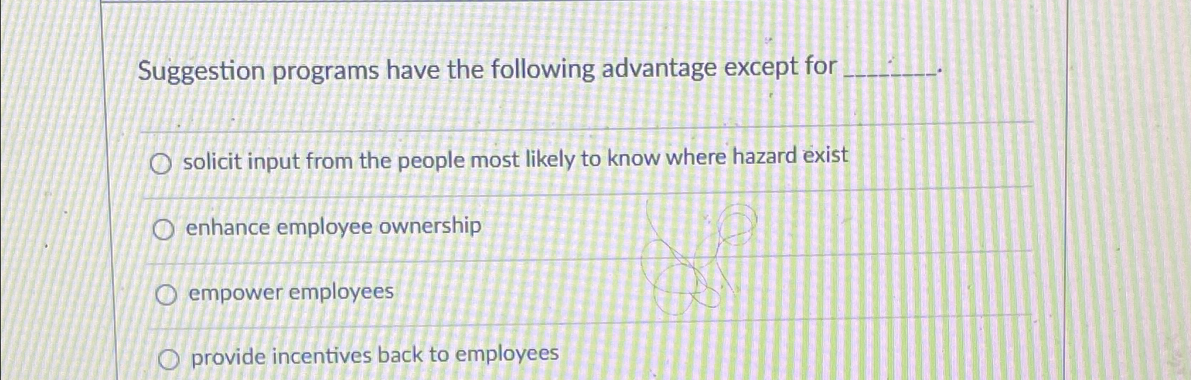 Solved Suggestion programs have the following advantage | Chegg.com