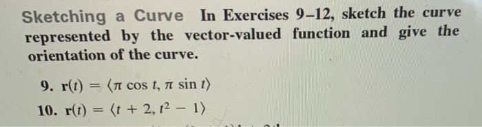 Solved Sketching a Curve In Exercises 9-12, sketch the curve | Chegg.com