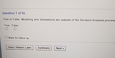 Solved Question 1 ﻿of 18.True or False: Modeling and | Chegg.com