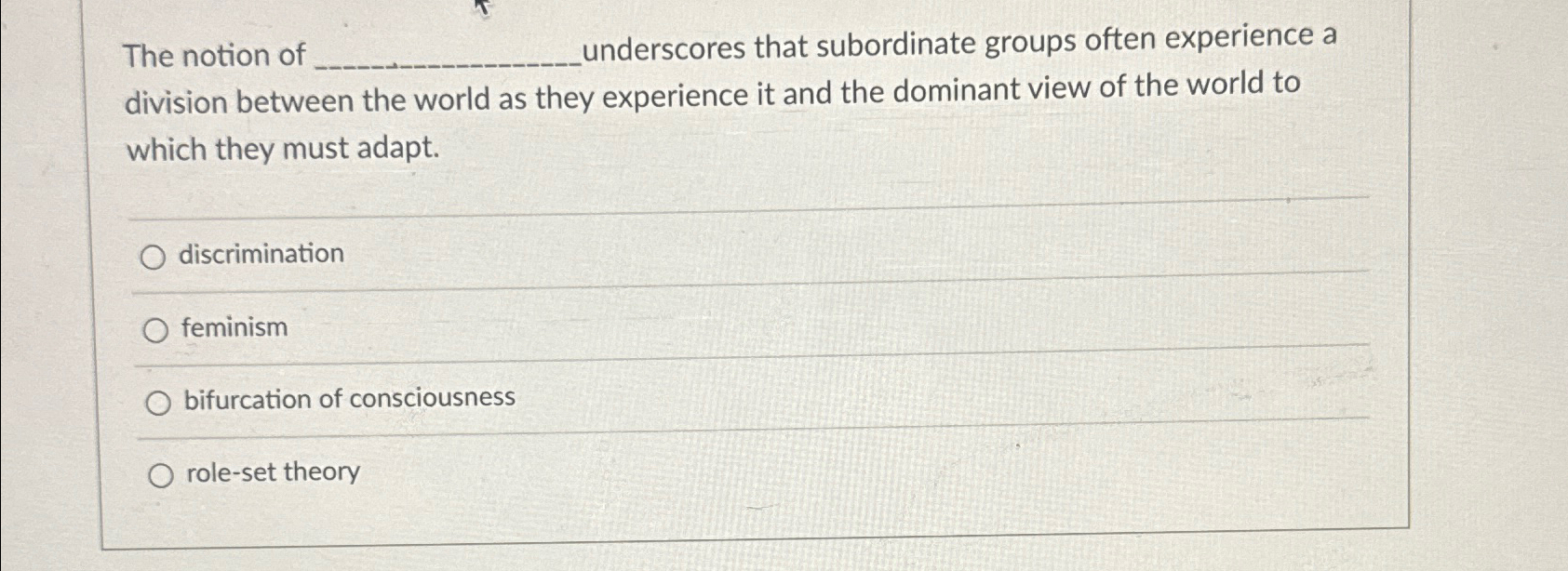Solved The notion of underscores that subordinate groups | Chegg.com