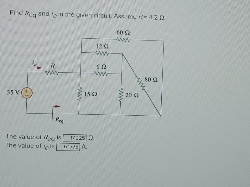 Solved Find Req and lo in the given circuit. Assume R = 4.2 | Chegg.com