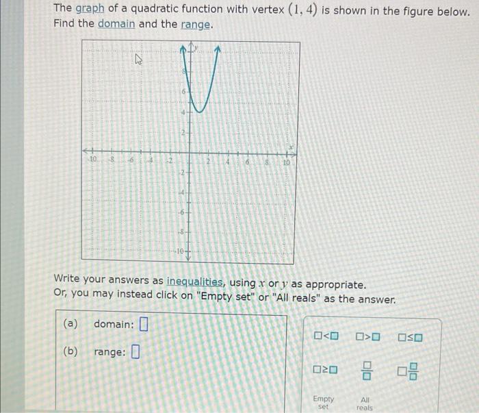 Solved The graph of a quadratic function with vertex (1, 4) | Chegg.com
