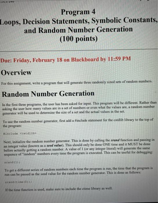 Solved Program 4 Loops, Decision Statements, Symbolic | Chegg.com