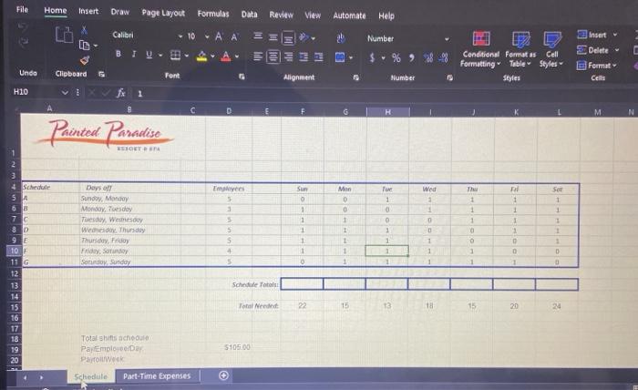 Solved YO22_Excel_Ch10_PS1_Scheduling_Employees Project | Chegg.com