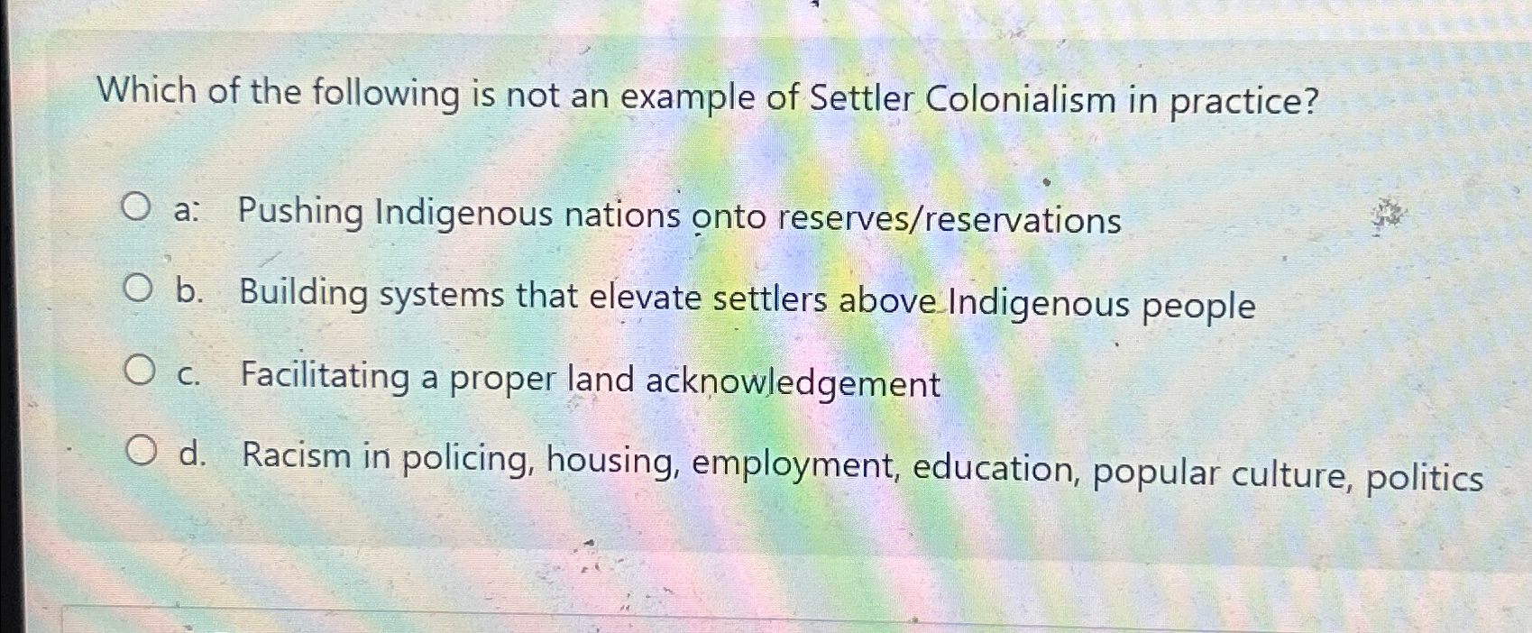 Solved Which of the following is not an example of Settler | Chegg.com