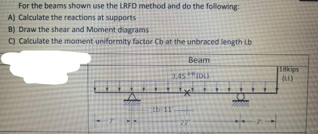 For the beams shown use the LRFD method and do the | Chegg.com