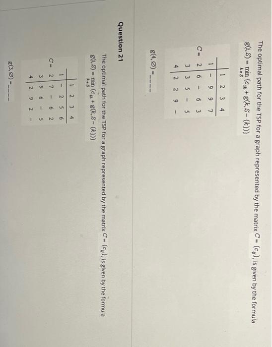 Solved The optimal path for the TSP for a graph represented | Chegg.com