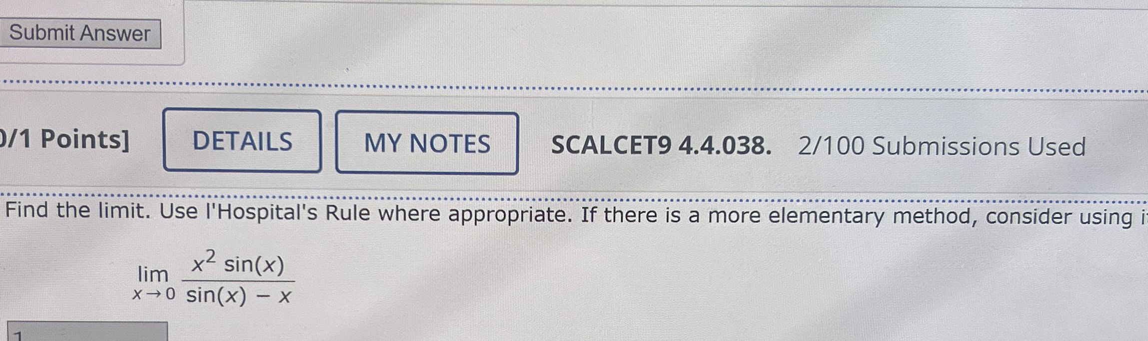 Solved /1 ﻿Points]SCALCET9 4.4.038. 2/100 ﻿Submissions | Chegg.com