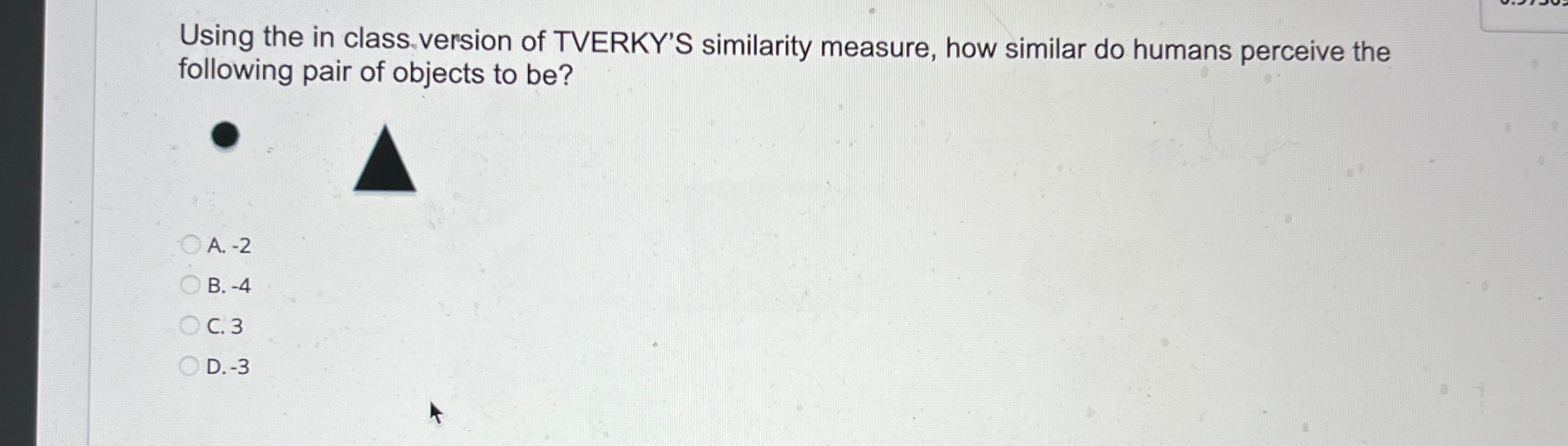 Solved Using the in class version of TVERKY'S similarity | Chegg.com