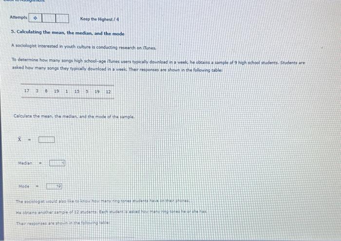 Solved 5. Calculating the mean, the median, and the mode A | Chegg.com